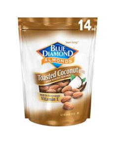 blue diamond almonds toasted coconut flavored snack nuts, 14 oz resealable bag (pack of 1)