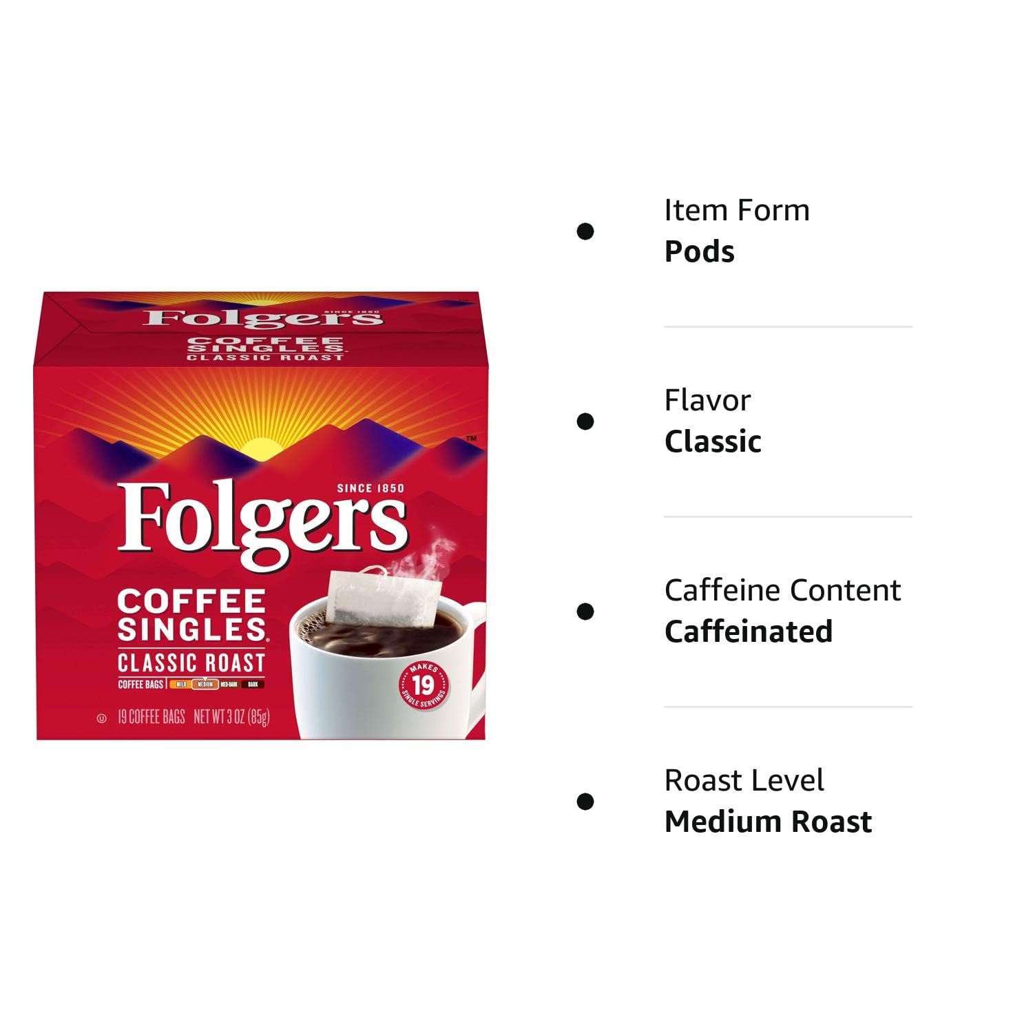 Folgers Coffee Singles (19 per box)