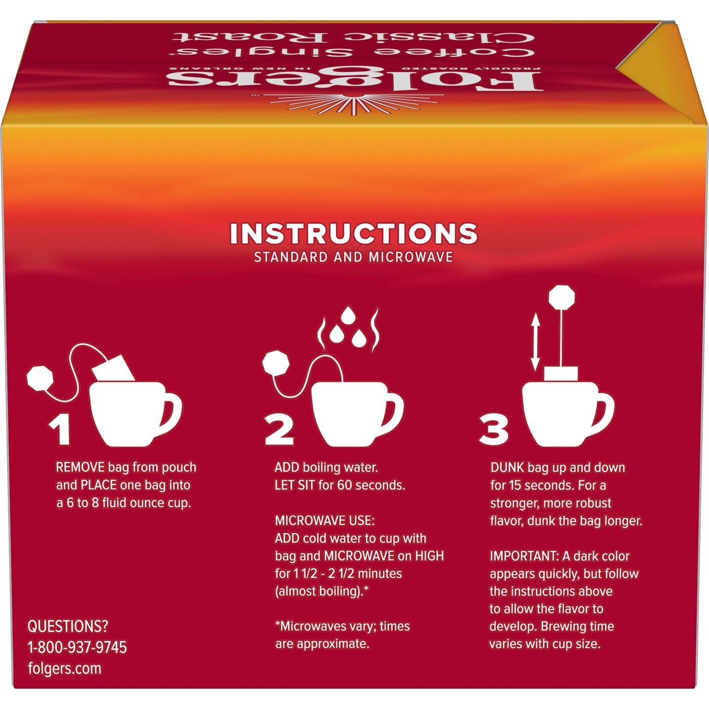 Folgers Coffee Singles (19 per box)