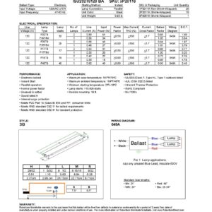 Robertson 3P20116 eBallast, Instant Start, NPF, 1 or 2 Lamp F32T8, 120Vac, 60 Hz, Model ISU232T8120 BA (Replaces Robertson 3P20003, Model ISU232T8120 /B)