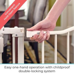 Toddleroo by North States 72” wide Deluxe Décor Baby Gate: Sturdy safety gate with one hand operation. Extra wide baby gate. Hardware Mount. Fits 38.3 - 72” Wide. (30" Tall, Warm White)