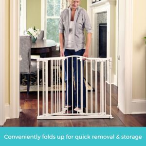 Toddleroo by North States 72” wide Deluxe Décor Baby Gate: Sturdy safety gate with one hand operation. Extra wide baby gate. Hardware Mount. Fits 38.3 - 72” Wide. (30" Tall, Warm White)