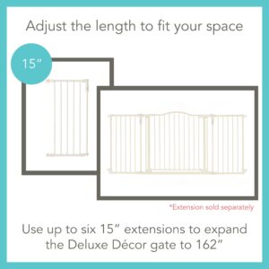 Toddleroo by North States 72” wide Deluxe Décor Baby Gate: Sturdy safety gate with one hand operation. Extra wide baby gate. Hardware Mount. Fits 38.3 - 72” Wide. (30" Tall, Warm White)