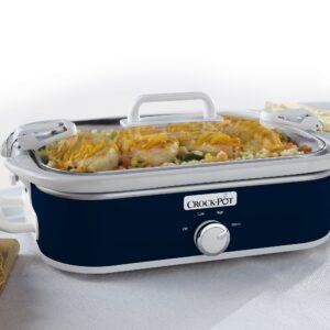 Crock-Pot Small 3.5 Quart Manual Casserole Slow Cooker and Food Warmer, Navy Blue (SCCPCCM350-BL)