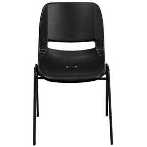 Flash Furniture HERCULES Series 440 lb. Capacity Kid's Black Ergonomic Shell Stack Chair with Black Frame and 14" Seat Height