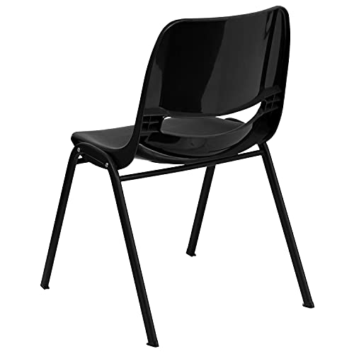 Flash Furniture HERCULES Series 440 lb. Capacity Kid's Black Ergonomic Shell Stack Chair with Black Frame and 14" Seat Height