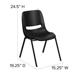 Flash Furniture HERCULES Series 440 lb. Capacity Kid's Black Ergonomic Shell Stack Chair with Black Frame and 14" Seat Height