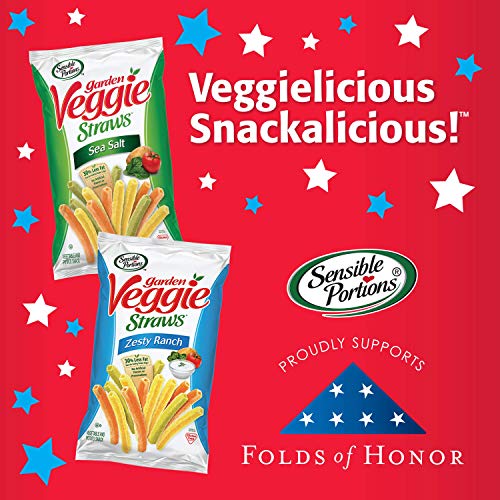 Sensible Portions Veggie Straws, Sea Salt Flavor, Gluten-Free Chips, Individual Snacks, 1 Ounce Bag, (Pack of 24)