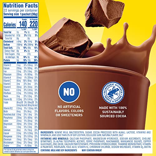 Carnation Breakfast Essentials Powder Drink Mix, Rich Milk Chocolate, 1.26 Ounce (Pack of 22), (Packaging May Vary)