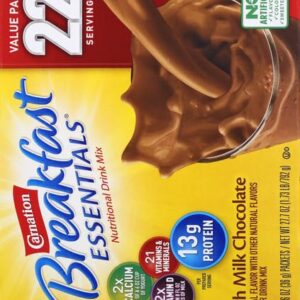 Carnation Breakfast Essentials Powder Drink Mix, Rich Milk Chocolate, 1.26 Ounce (Pack of 22), (Packaging May Vary)