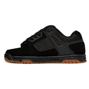 DC Men's Stag Low Top Skate Shoe, Black/Gum, 11 D US