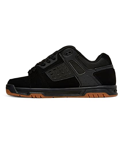 DC Men's Stag Low Top Skate Shoe, Black/Gum, 11 D US