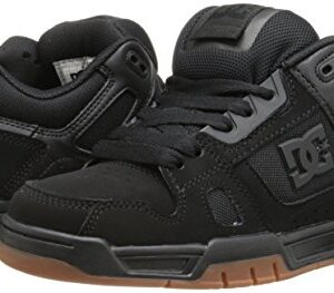 DC Men's Stag Low Top Skate Shoe, Black/Gum, 11 D US