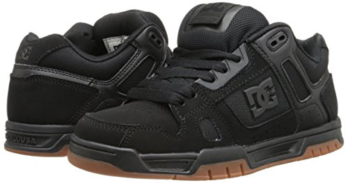 DC Men's Stag Low Top Skate Shoe, Black/Gum, 11 D US