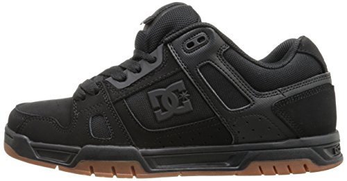 DC Men's Stag Low Top Skate Shoe, Black/Gum, 11 D US