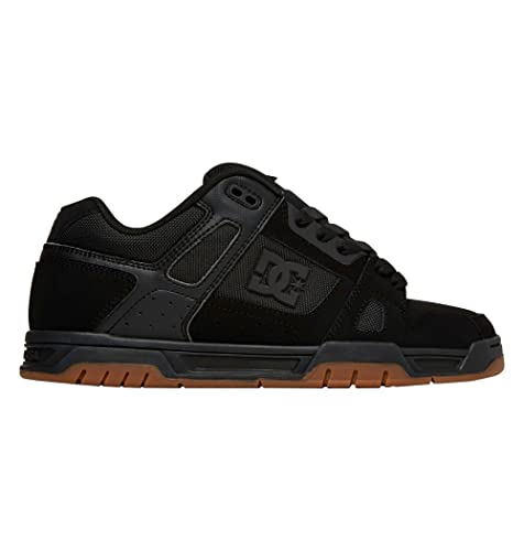 DC Men's Stag Low Top Skate Shoe, Black/Gum, 11 D US