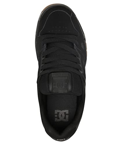 DC Men's Stag Low Top Skate Shoe, Black/Gum, 11 D US