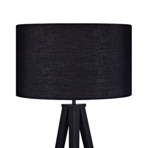 Versanora Romanza Modern LED Tripod Floor Lamp Tall Standing Light with Drum Shade Metal Legs for Living Room Study Reading Bedroom Home Office, 60 inch Height, Matte Black