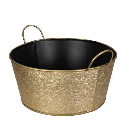 The Lucky Clover Trading Metal Round Foil Handle Basket, Gold