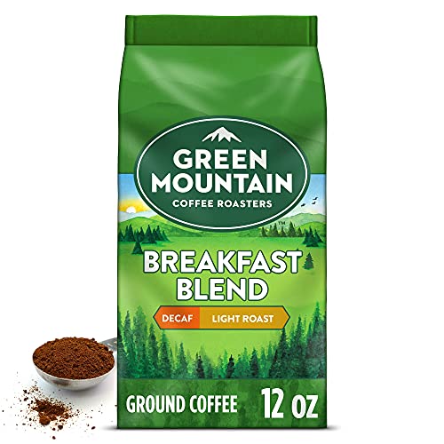 Green Mountain Coffee Roasters, Breakfast Blend Decaf, Ground Coffee, Decaffeinated, Light Roast, Bagged 12oz.