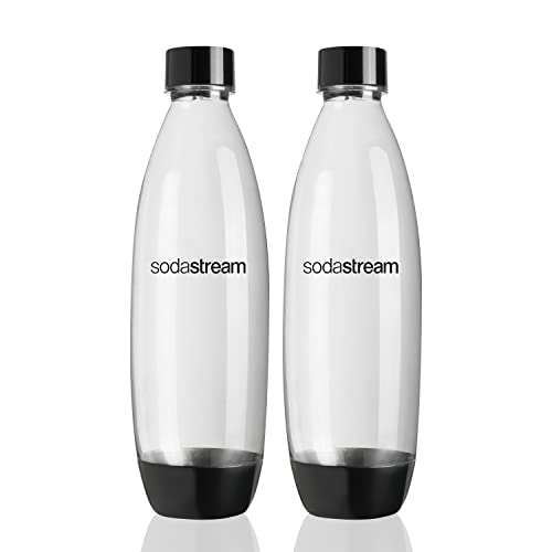 SodaStream Sparkling Water Machines Bottles 1 Twin Pack, 2 x 1 Litre, Black, 2000 Millilitre