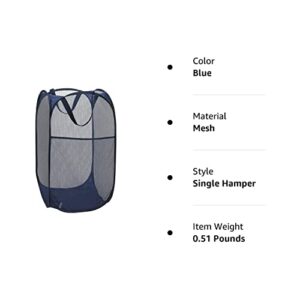 Handy Laundry Collapsible Mesh Foldable Hamper 14" x 14' x 24" Navy Blue