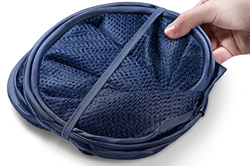 Handy Laundry Collapsible Mesh Foldable Hamper 14" x 14' x 24" Navy Blue