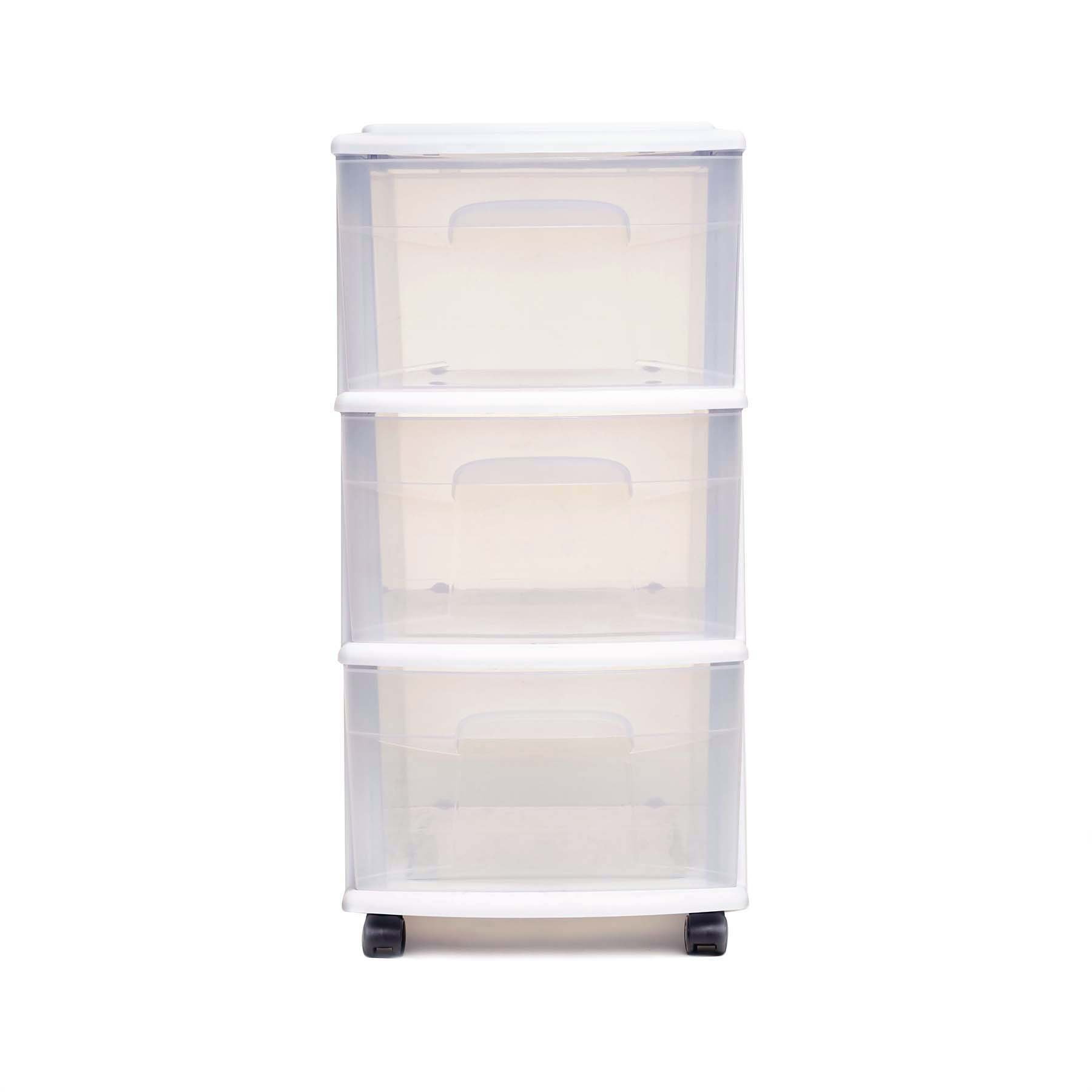 HOMZ Home Products International 3-Drawer Cart, Medium, White