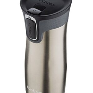 Contigo West Loop Stainless Steel Vacuum-Insulated Travel Mug with Spill-Proof Lid, Keeps Drinks Hot up to 5 Hours and Cold up to 12 Hours, 16oz Steel/Black