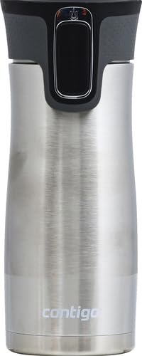 Contigo West Loop Stainless Steel Vacuum-Insulated Travel Mug with Spill-Proof Lid, Keeps Drinks Hot up to 5 Hours and Cold up to 12 Hours, 16oz Steel/Black