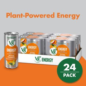 V8 +ENERGY Orange Pineapple Energy Drink, 8 FL OZ Can (4 Packs of 6 Cans)