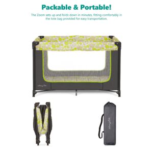 Dream On Me Zodiak Portable Playard in Grey and Green, Lightweight, Packable and Easy Setup Baby Playard, Breathable Mesh Sides and Soft Fabric - Comes with a Removable Padded Mat