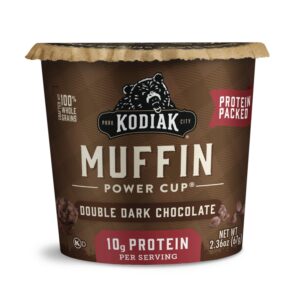 kodiak cakes minute muffins, double dark chocolate, 2.36 ounce (pack of 12) (packaging may vary)