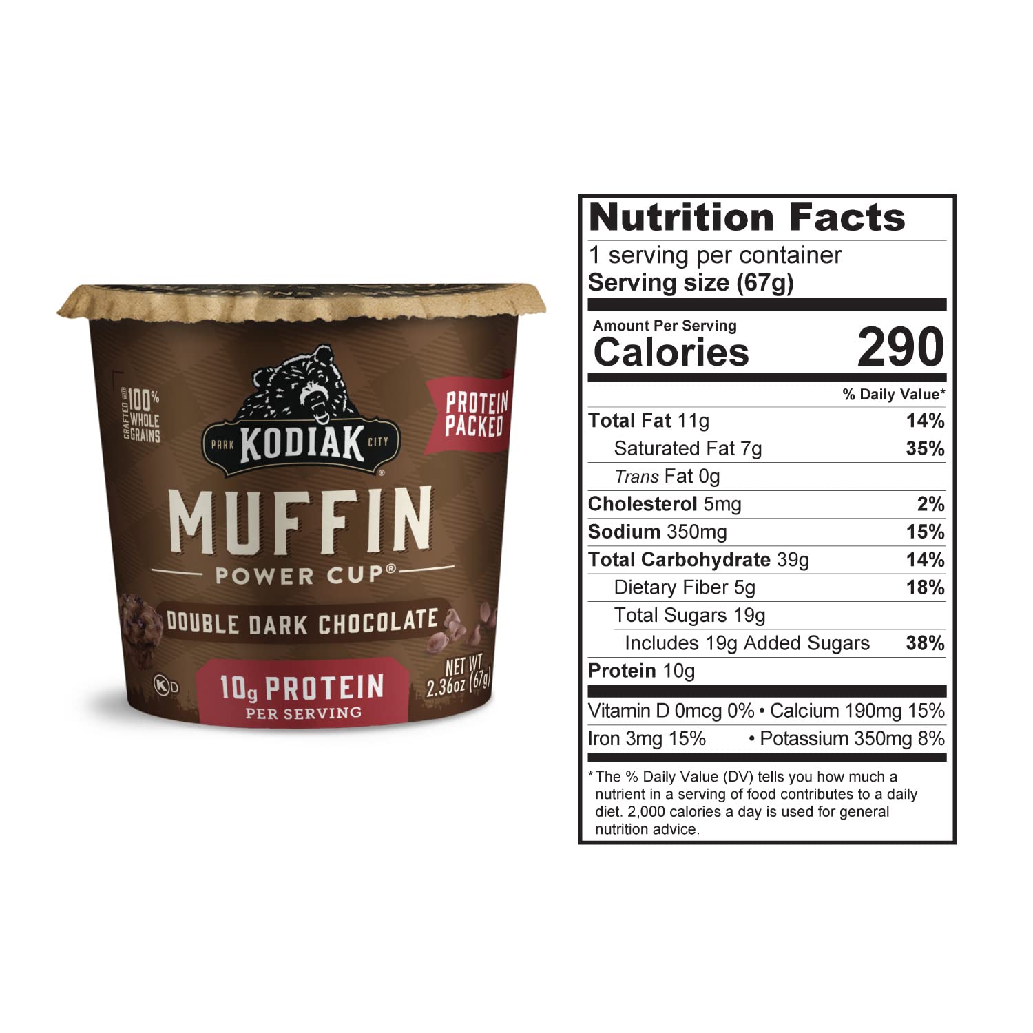 Kodiak Cakes Minute Muffins, Double Dark Chocolate, 2.36 Ounce (Pack of 12) (Packaging May Vary)