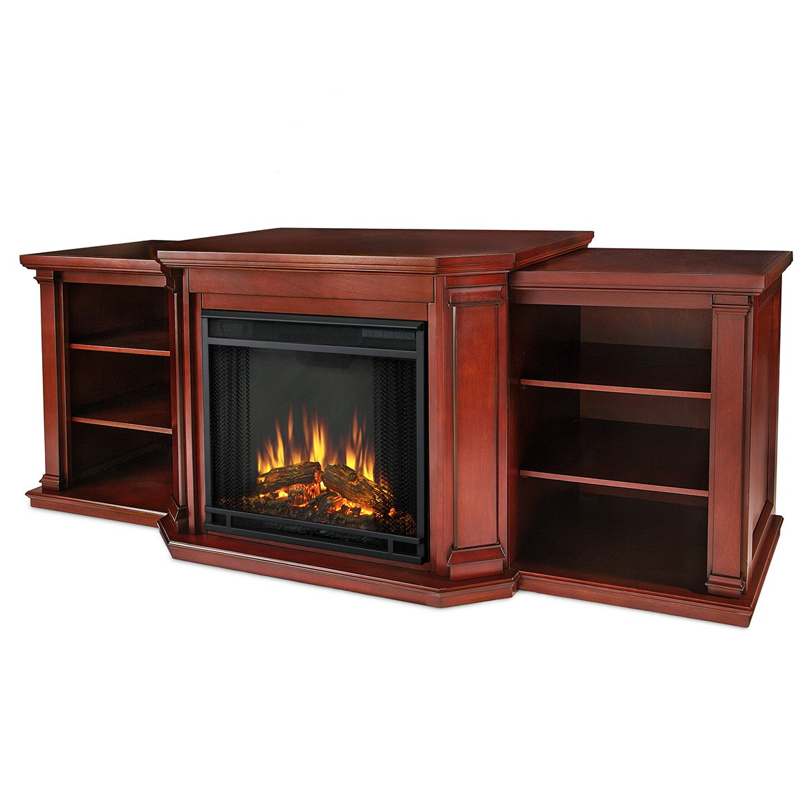 Valmont Media Electric Fireplace in Dark Mahogany by Real Flame