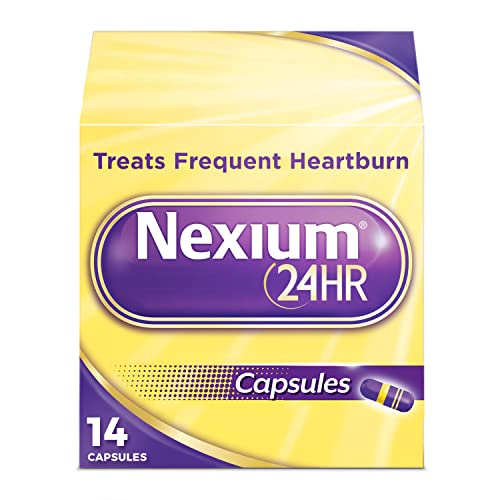 Nexium 24HR Acid Reducer Heartburn Relief Capsules for All-Day and All-Night Protection from Frequent Heartburn, Heartburn Medicine with Esomeprazole Magnesium - 14 Count