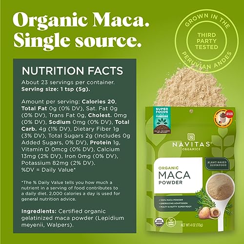 Navitas Organics Maca Powder, 4 oz. Bag, 23 Servings — Organic, Non-GMO, Low Temp-Dried, Gluten-Free