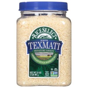 riceselect texmati white rice, long-grain basmati rice, premium gluten-free rice, non-gmo, star-k kosher, 32-ounce jar