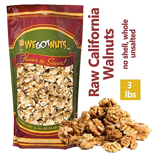 Three Pounds Of California Light Walnuts, 100% Natural, NO PPO, No Preservatives,Shelled,Raw - We Got Nuts