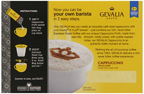 Gevalia Kaffe, 2-Step K-Cup & Froth Packets, (Cappuccino Espresso), 6 Count (Pack of 3)