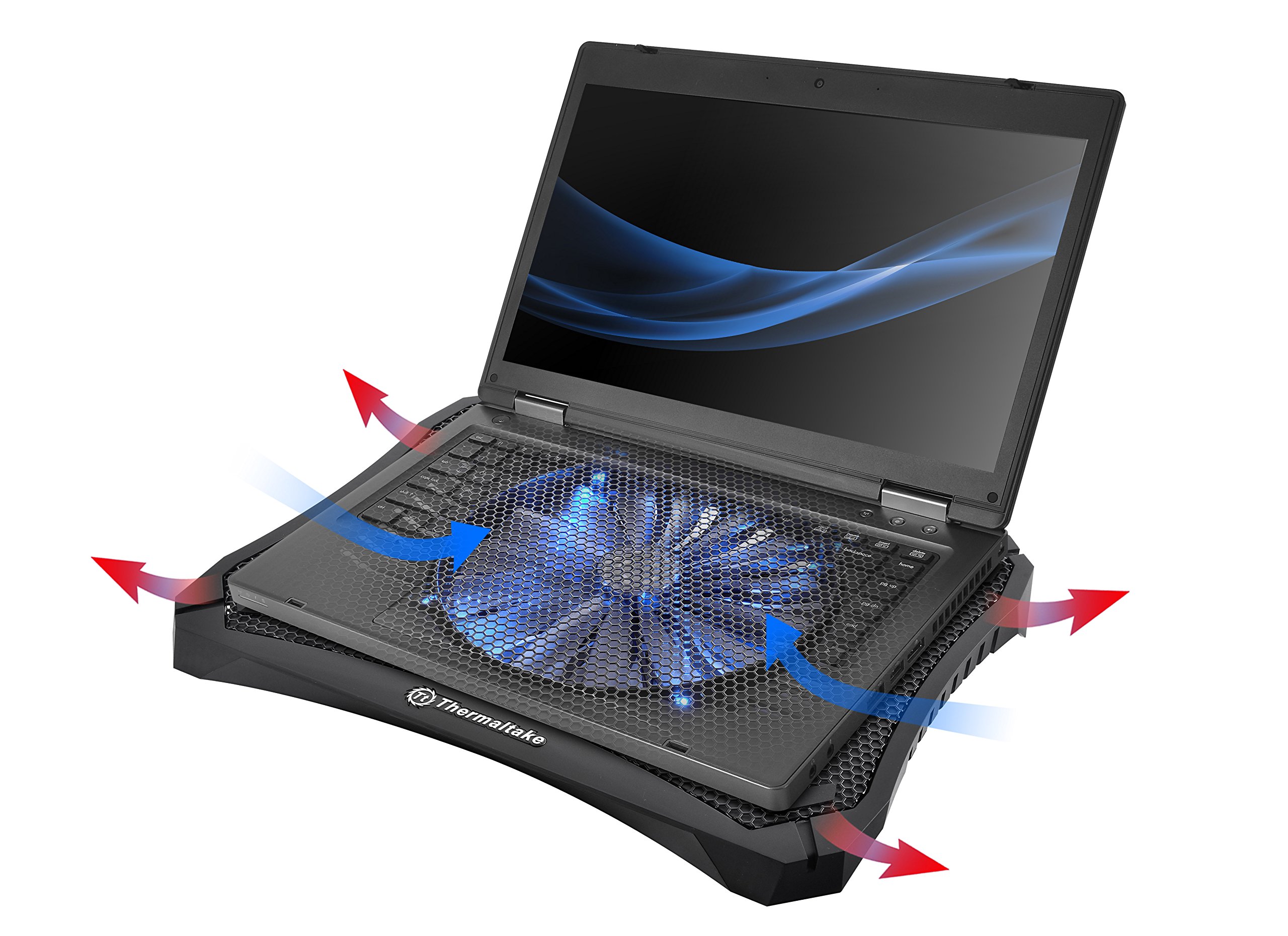 Thermaltake Massive V20 Steel Mesh Panel Single 200mm Blue LED Fan Adjustable Speed Control 10"-17" Laptop Notebook Cooling Pad CL-N004-PL20BL-A