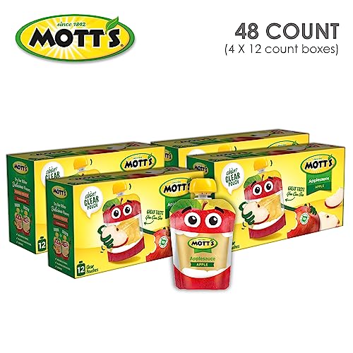 Mott's Original Applesauce, 3.2 oz clear pouches, 12 Count (Pack of 4)