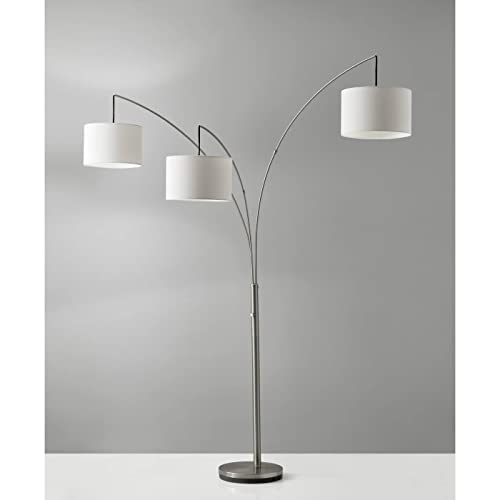 Adesso 4238-22 Trinity Arc Lamp, 74 in., 3 x 100W Incandescent/26W CFL, Brushed Steel Finish, 1 Floor Lamp