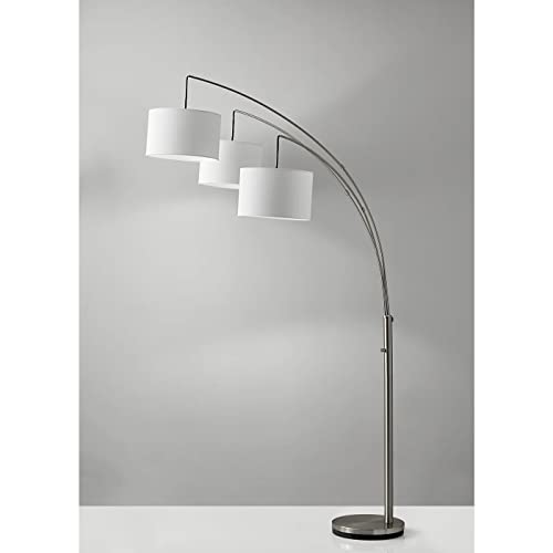 Adesso 4238-22 Trinity Arc Lamp, 74 in., 3 x 100W Incandescent/26W CFL, Brushed Steel Finish, 1 Floor Lamp