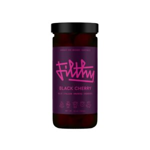 filthy black amarena cocktail cherries, 11 oz jar, 45 cherries