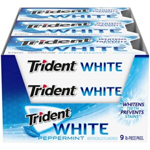 trident white peppermint sugar free gum, 16 count (pack of 9)