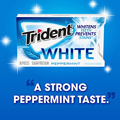 Trident White Peppermint Sugar Free Gum, 16 Count (Pack of 9)