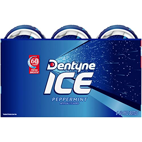 Dentyne Ice Peppermint Sugar Free Gum, 6 Bottles of 60 Pieces (360 Total Pieces)