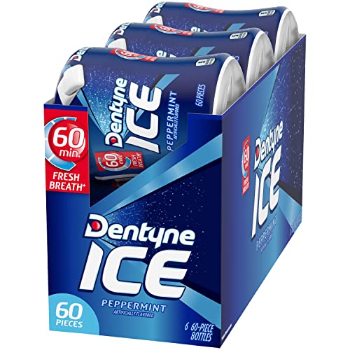 Dentyne Ice Peppermint Sugar Free Gum, 6 Bottles of 60 Pieces (360 Total Pieces)