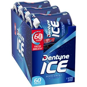 Dentyne Ice Peppermint Sugar Free Gum, 6 Bottles of 60 Pieces (360 Total Pieces)